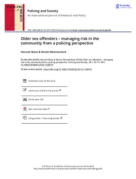 Pdf Older Sex Offenders Managing Risk In The Community From A