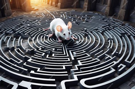 Premium Photo White Mouse Ventures Into Giant Labyrinth A