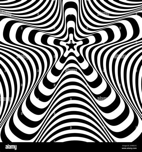 Abstract Twisted Black And White Background Optical Illusion Of Distorted Surface Twisted