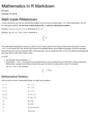 Mathematics In R Markdown Learn Mathematical Notation And Course Hero
