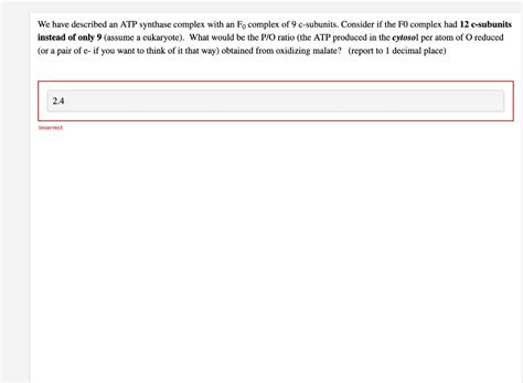 Solved We Have Described An ATP Synthase Complex With An Fo Chegg Com