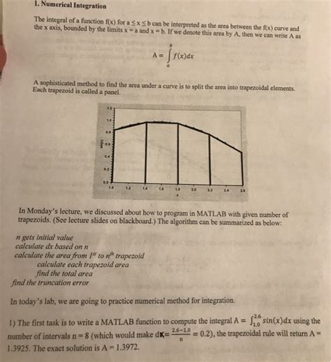 solved 1 numerical integration the integral of a function