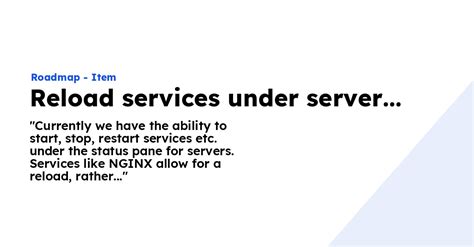 Reload Services Under Server Status Ploi Roadmap