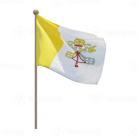 Bandera De Ilustración 3d De La Ciudad Del Vaticano En El Poste Asta