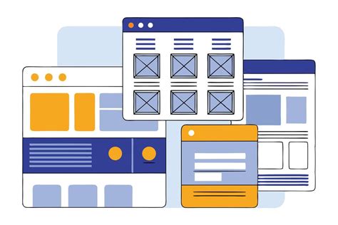 Wireframe Style User Interface With Orange And Blue Accents On White Background 59528755 Vector