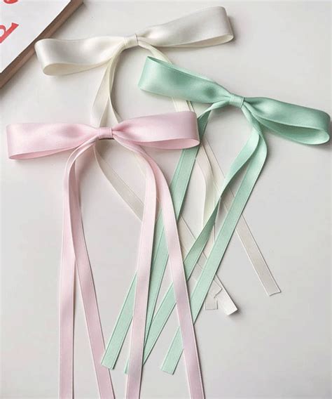 오늘출발11할인 파스텔 롱 리본핀 헤어핀 반묶음 2단 5color 에이블리