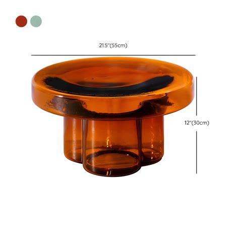 Modern Clear Glass Coffee Table Pedestal Round Simple Cocktail Table