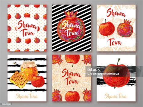 로 시 Hashanah 의 기호로 인사말 카드의 세트 유대인의 새 해 축 하 디자인입니다 행복 한 샤나 Tova입니다 이스라엘에서 새 해 복 많이 받으세요 배경 막입니다 로