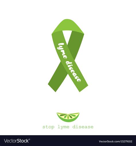 Stop Lyme Disease Poster Design With Green Ribbon Vector Image