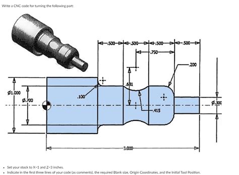 Solved Write A CNC Code For Turning The Following Part Chegg