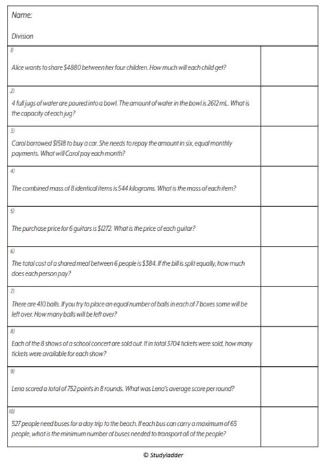 Dividing Large Numbers Problem Solving Studyladder Interactive Learning Games