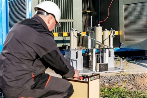 Premium Photo Execution Of Electrical Measuring Works On The Power Transformer