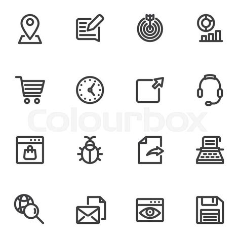 SEO search engine optimization line icons set, outline vecto | Colourbox