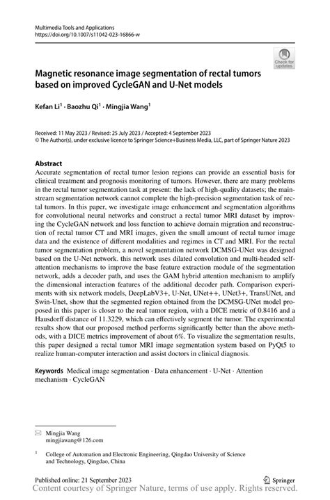 Magnetic Resonance Image Segmentation Of Rectal Tumors Based On
