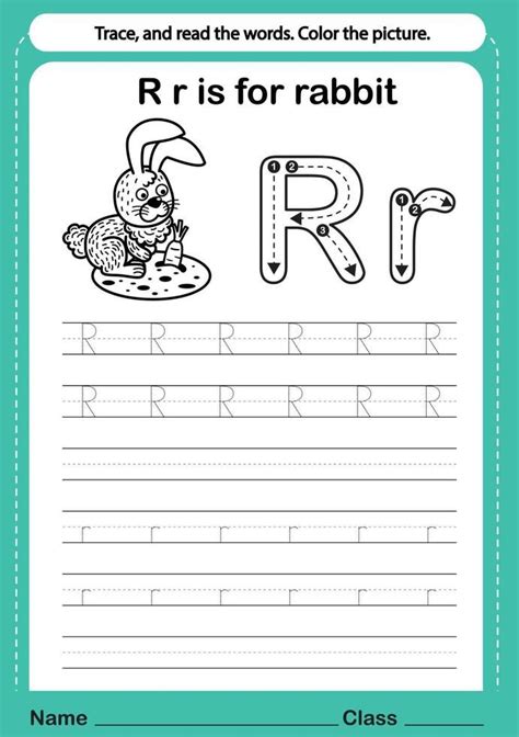 Alphabet R Exercise With Cartoon Vocabulary