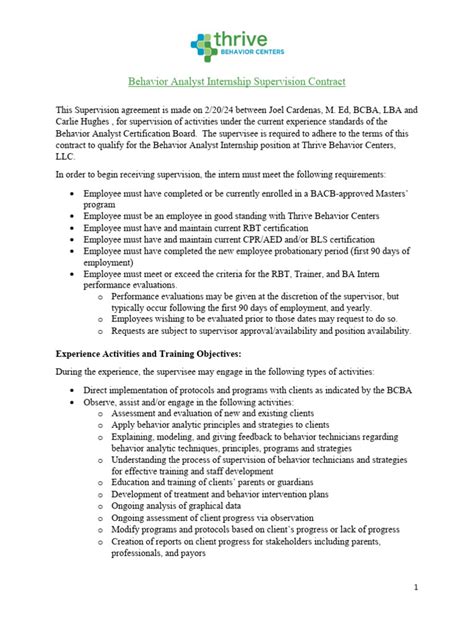 Ba Internship Supervision Contract Template Updated 92021 Pdf