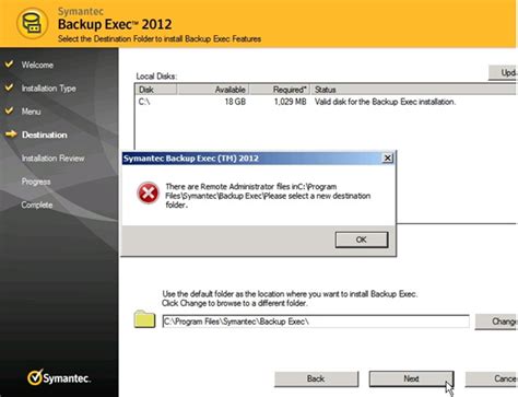 Symantec Backup Exec 2012 Installation Error