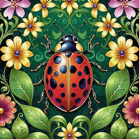 Premium Photo Illustration Of An Elegant Ladybug With Rich Dark Colors And Ornate Patterns