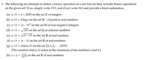 Solved 1 The Following Are Attempts To Define A Binary Chegg Com