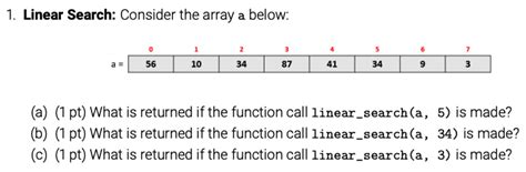 Solved 1 Linear Search Consider The Array A Below A A