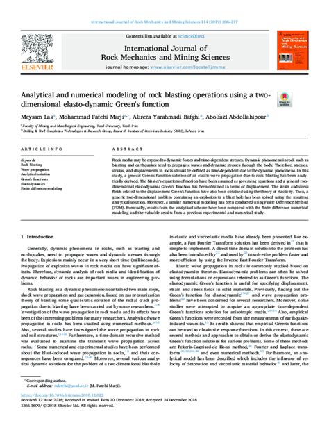 pdf analytical and numerical modeling of rock blasting operations