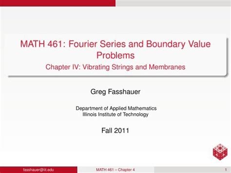 Math 461 Fourier Series And Boundary Value Problems Applied