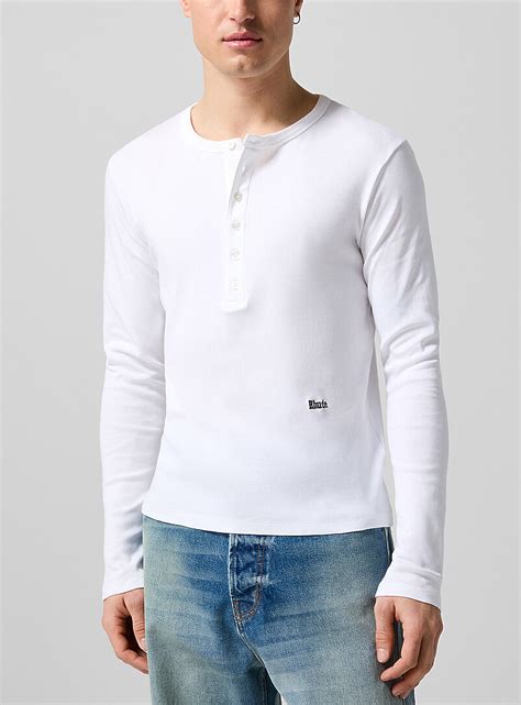 Embroidered Logo Long Sleeve Henley T Shirt Rhude Shop Mens Long