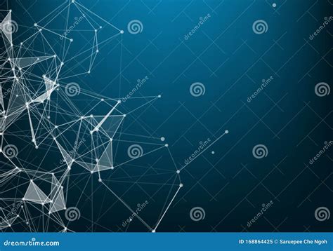 Abstract Polygonal Space Low Poly Dark Background With Connecting Dots