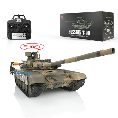 Heng Long 1/16 7.0 Plastic Russia T90 RTR RC Tank 3938 360° Turret Red ...