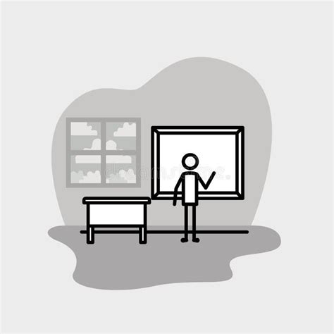Teacher In The Classroom Linear Figure Stock Vector Illustration Of Management Pictogram