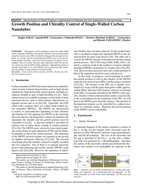 Pdf Growth Position And Chirality Control Of Single Walled Carbon Nanotubes