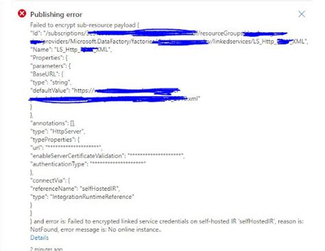 discover bi synapse analytics adf error failed to encrypt sub