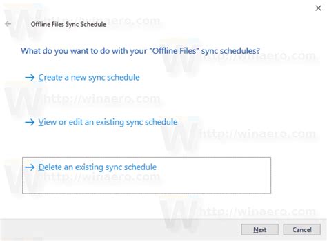 Change Offline Files Sync Schedule In Windows 10