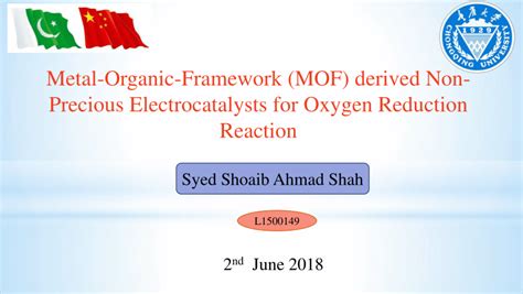 Pdf Metal Organic Framework Mof Derived Non Precious Electrocatalysts For Oxygen Reduction