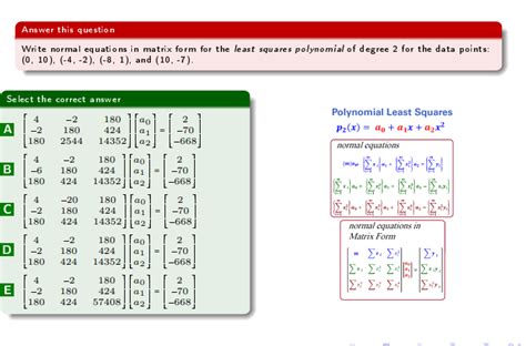 Solved Answer This Question Write Normal Equations In Matrix Chegg