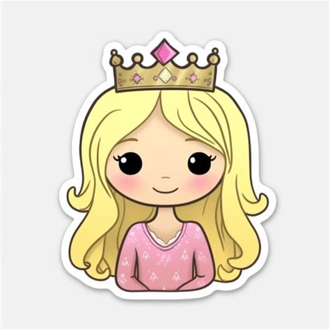 Premium Photo A Sticker Of A Cartoon Princess With A Crown On Her