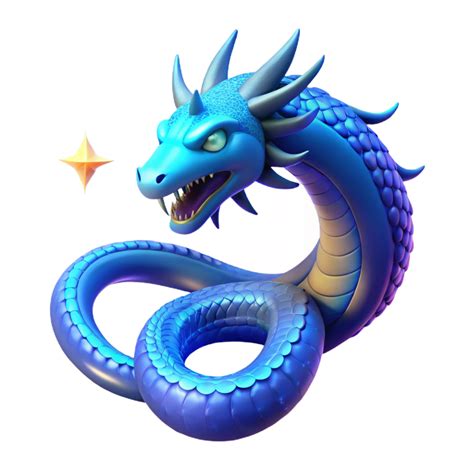 Mystical Blue Dragon 3d Render Of A Coiled Serpent With Spikes 56096023 Png