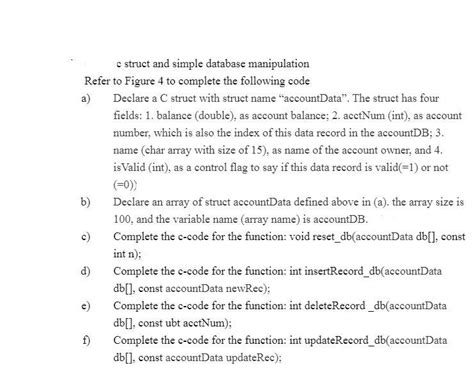 Solved C Struct And Simple Database Manipulation Refer To