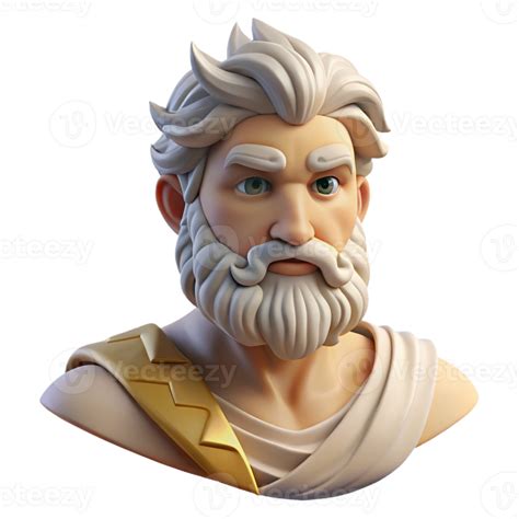 Intense Splendid Photorealistic Isolated Cutout Of Zeus Thunderbolt