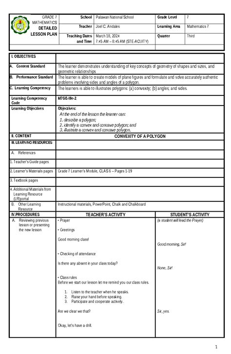 Types Of Polygons According To Its Convexity Grade 7 Mathematics