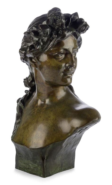 Bid Now Joseph Maria Thomas Lambeaux 1852 1908 Bust Of A Young Woman Wearing Flowers In Her