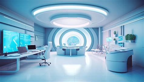 Premium Ai Image Futuristic Office Design Modern Creative Interior Photoshoot Created With