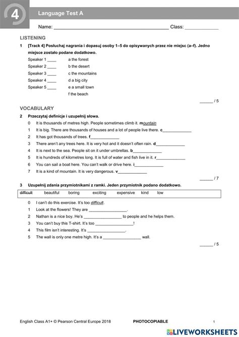 Test Unit 4 Eng Free Interactive Worksheets 6551964