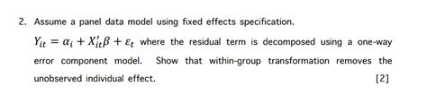 solved assume a panel data model using fixed effects