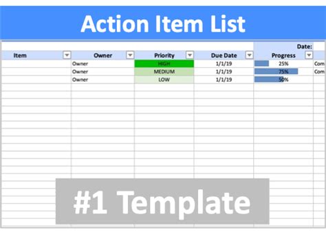 AI Powered Action Item List Template Project Management Tool