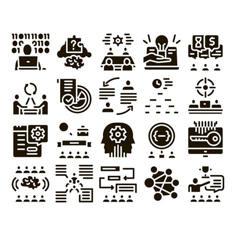 Hackathon Development Glyph Set Vector 17501808 Vector Art At Vecteezy