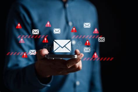 Alert Email Inbox And Spam Virus With Warning Caution For Notification On Internet Letter