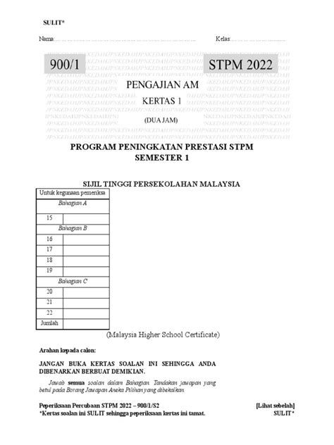 Soalan Percubaan Sem 1 2022 Pdf