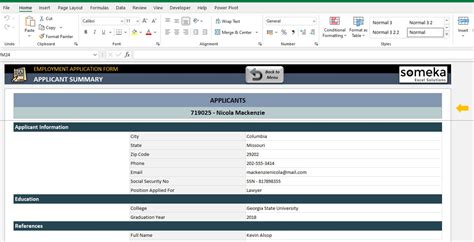 Job Application Excel Template Excel Template Job Application Hiring Process Work Application