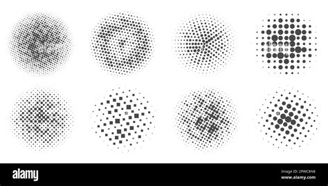 Circle Dots With Halftone Pattern Round Gradient Background Elements With Gradation Points